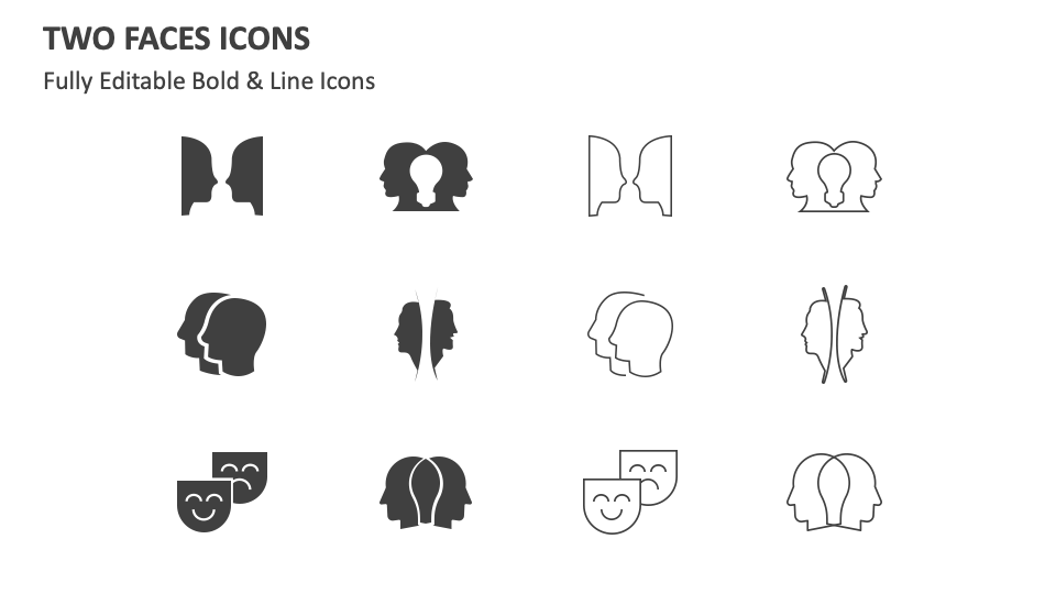 Two Faces Icons for PowerPoint and Google Slides - PPT Slides