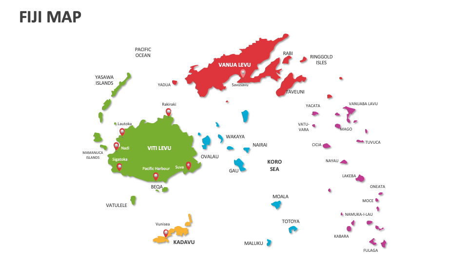 Fiji map for Google Slides and PowerPoint - PPT Slides