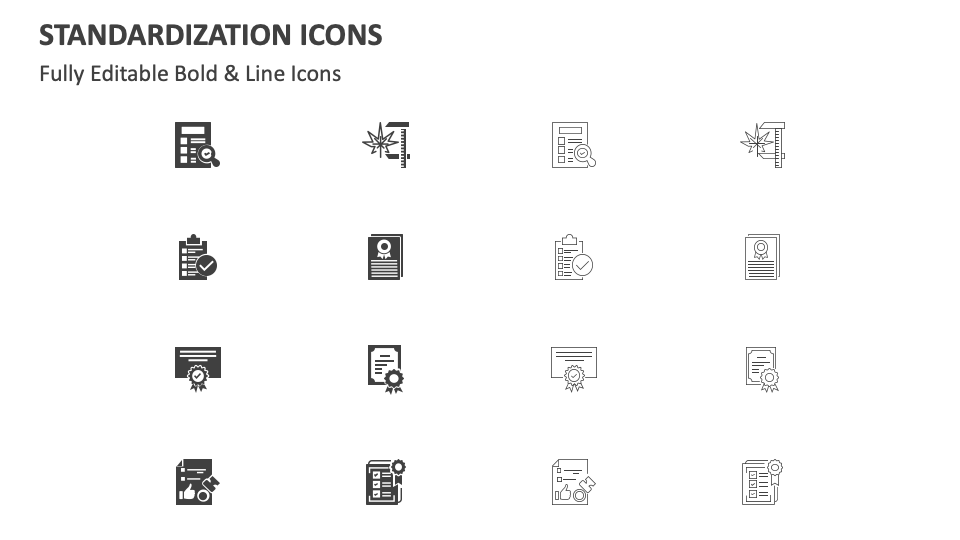 Standardization Icons for Google Slides and PowerPoint