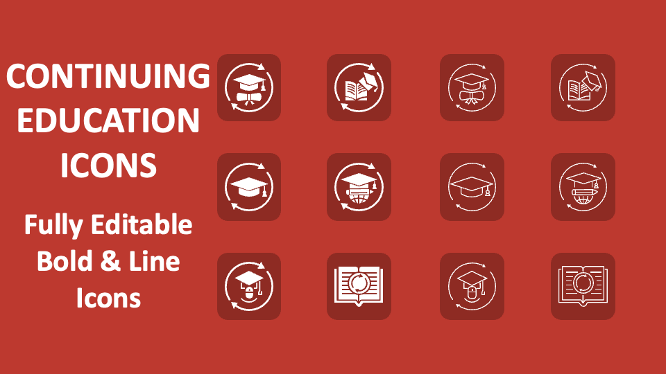 Continuing Education Icons for Google Slides and PowerPoint