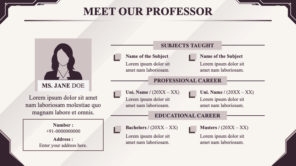 Free Meet Our Professors Presentation Template for Google Slides and PowerPoint - PPT Slides