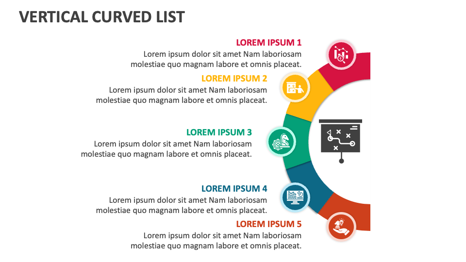Vertical Curved List Template for Google Slides and PowerPoint - PPT Slides