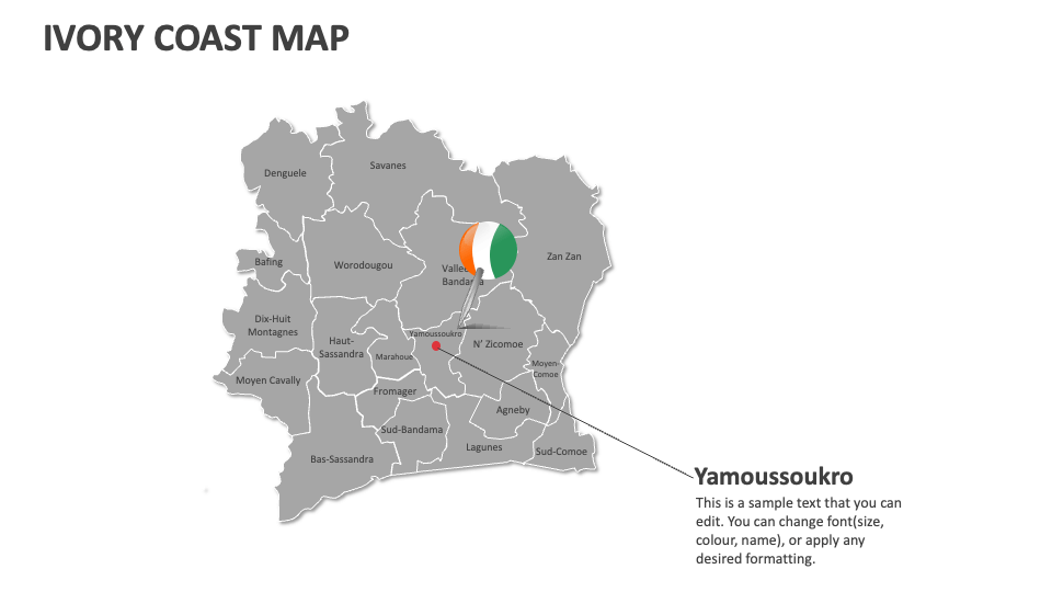 Ivory Coast map for Google Slides and PowerPoint - PPT Slides