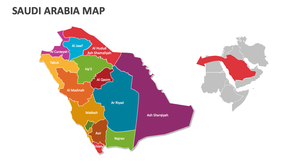 Saudi Arabia Map for Google Slides and PowerPoint - PPT Slides
