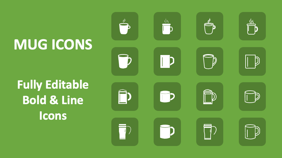 Mug Icons for Google Slides and PowerPoint