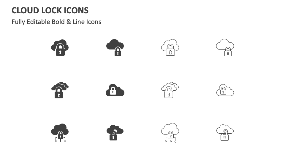 Cloud Lock Icons for Google Slides and PowerPoint