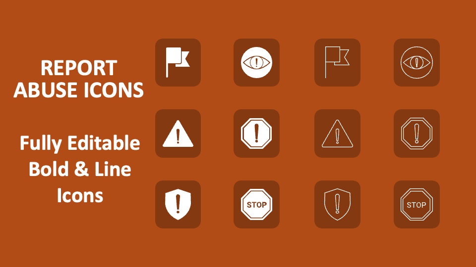 Report Abuse Icons for PowerPoint and Google Slides - PPT Slides