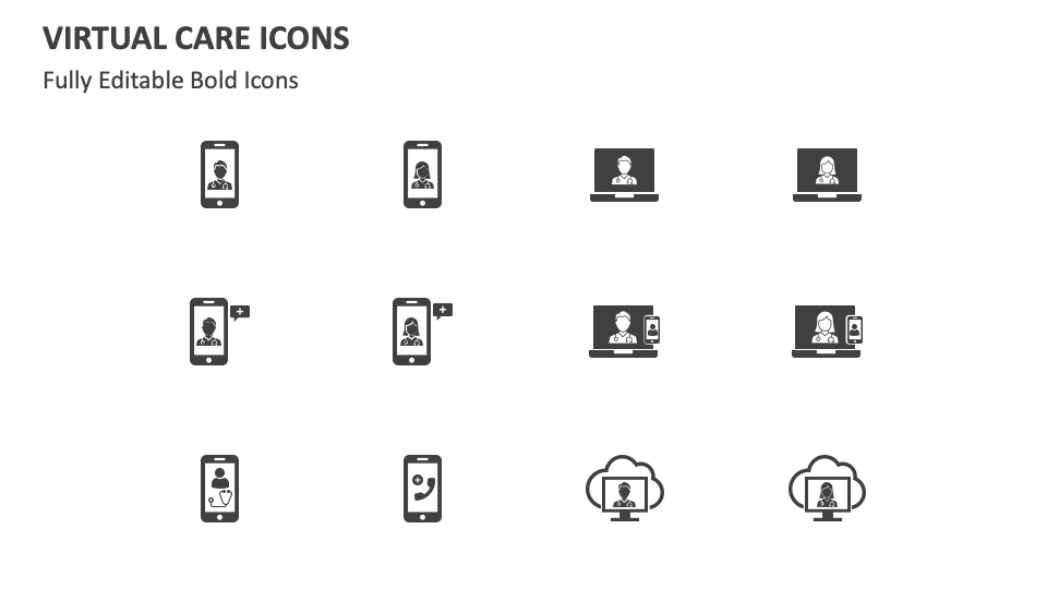 Virtual Care Icons for Google Slides and PowerPoint