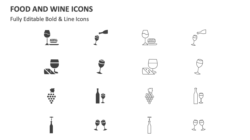 Food And Wine Icons for Google Slides and PowerPoint
