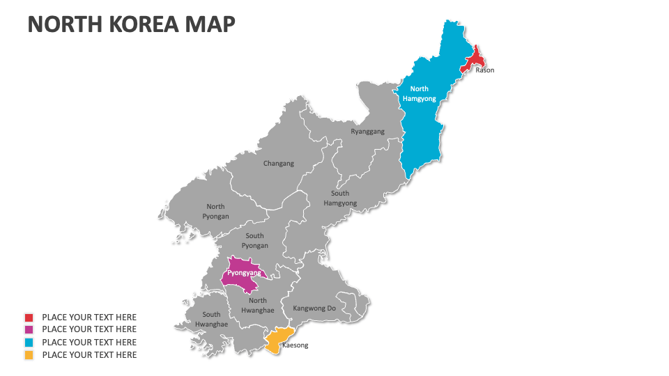 North Korea Map for Google Slides and PowerPoint - PPT Slides