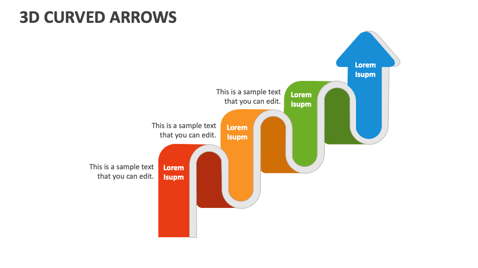3D Curved Arrows PowerPoint and Google Slides Template - PPT Slides
