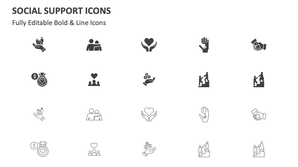 Social Support Icons for Google Slides and PowerPoint