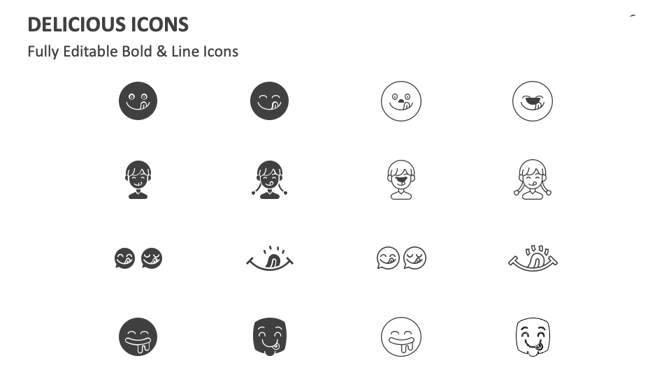 Delicious Icons for Google Slides and PowerPoint