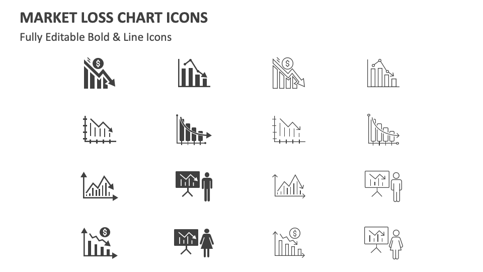 Market Loss Chart Icons for PowerPoint and Google Slides - PPT Slides