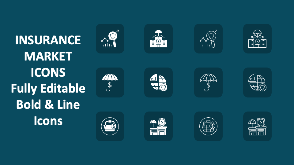 Insurance Market Icons for Google Slides and PowerPoint