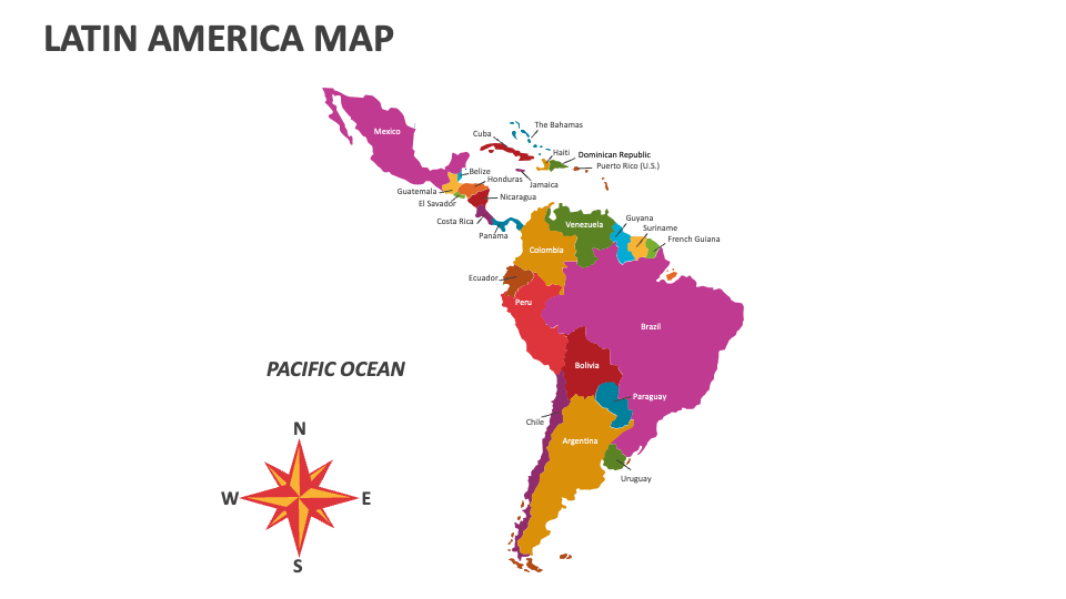 Latin America Map for Google Slides and PowerPoint - PPT Slides