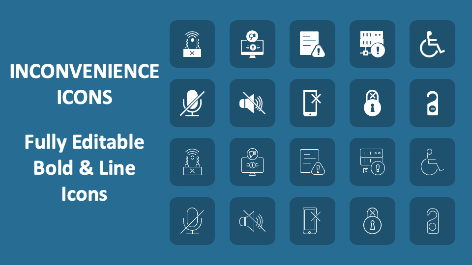 Inconvenience Icons for Google Slides and PowerPoint
