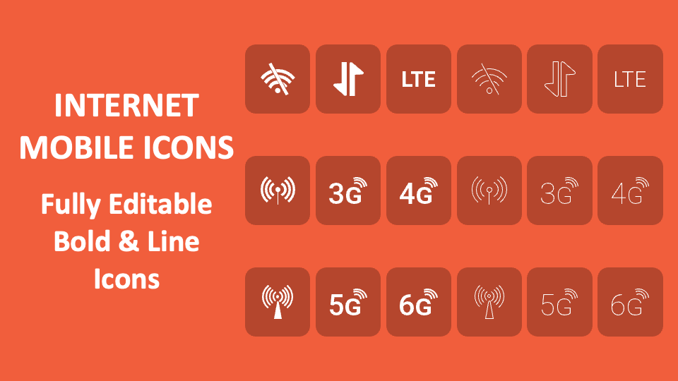 Internet Mobile Icons for Google Slides and PowerPoint