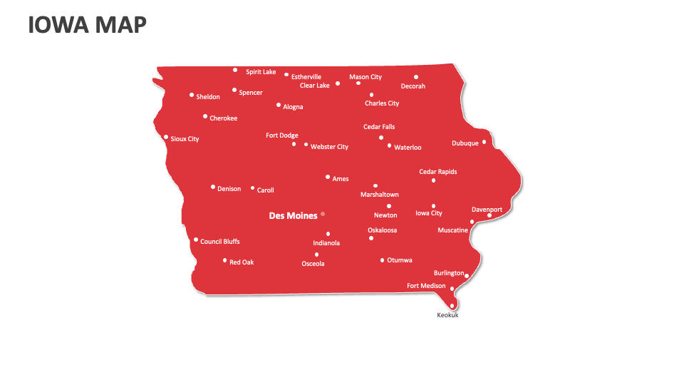 Iowa Map for Google Slides and PowerPoint - PPT Slides