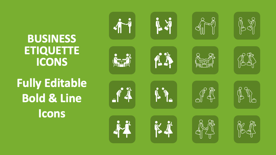 Business Etiquette Icons for Google Slides and PowerPoint