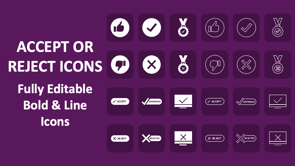 Accept or Reject Icons for Google Slides and PowerPoint