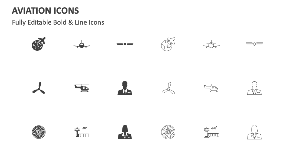 Aviation Icons for Google Slides and PowerPoint
