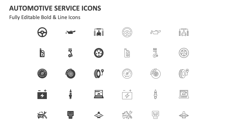 Automotive Service Icons for Google Slides and PowerPoint