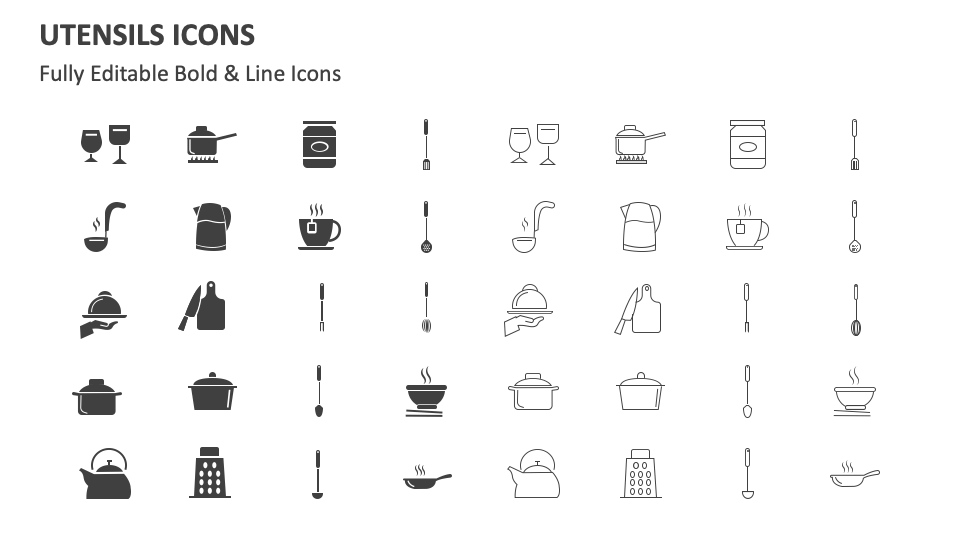 Utensils Icons for PowerPoint and Google Slides - PPT Slides