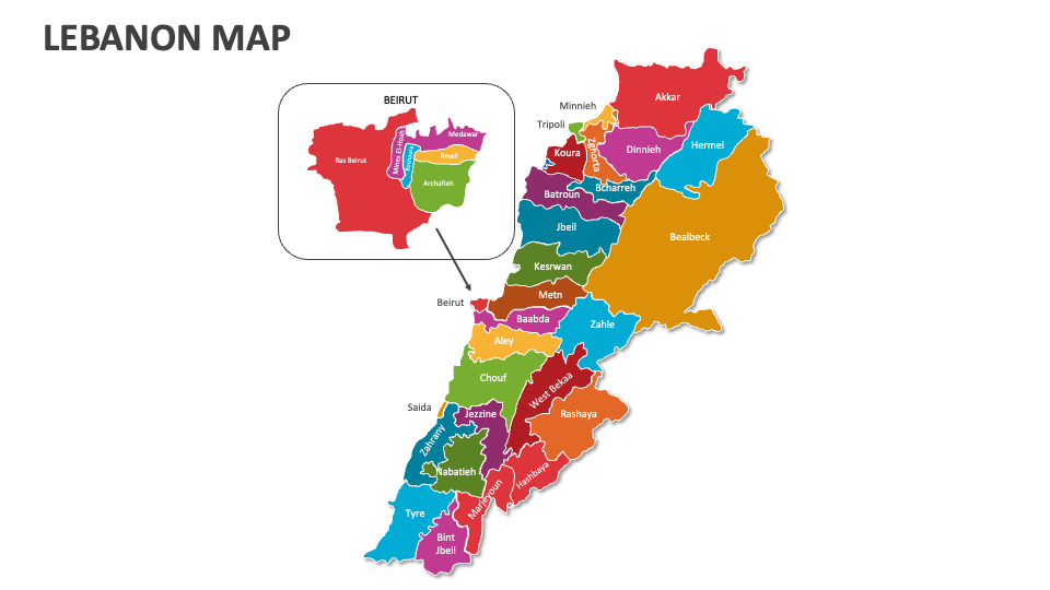 Lebanon Map for Google Slides and PowerPoint - PPT Slides