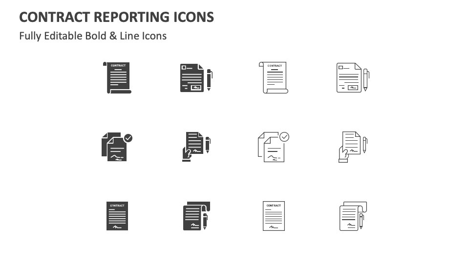 Contract Reporting Icons for Google Slides and PowerPoint