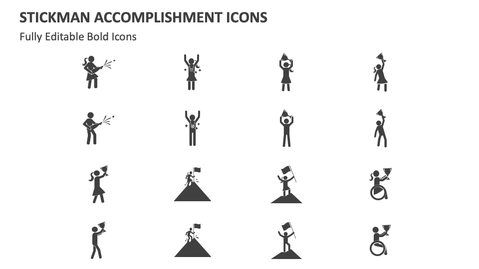 Stickman Accomplishment Icons for Google Slides and PowerPoint