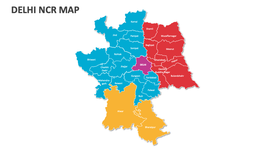Delhi NCR Map for Google Slides and PowerPoint - PPT Slides