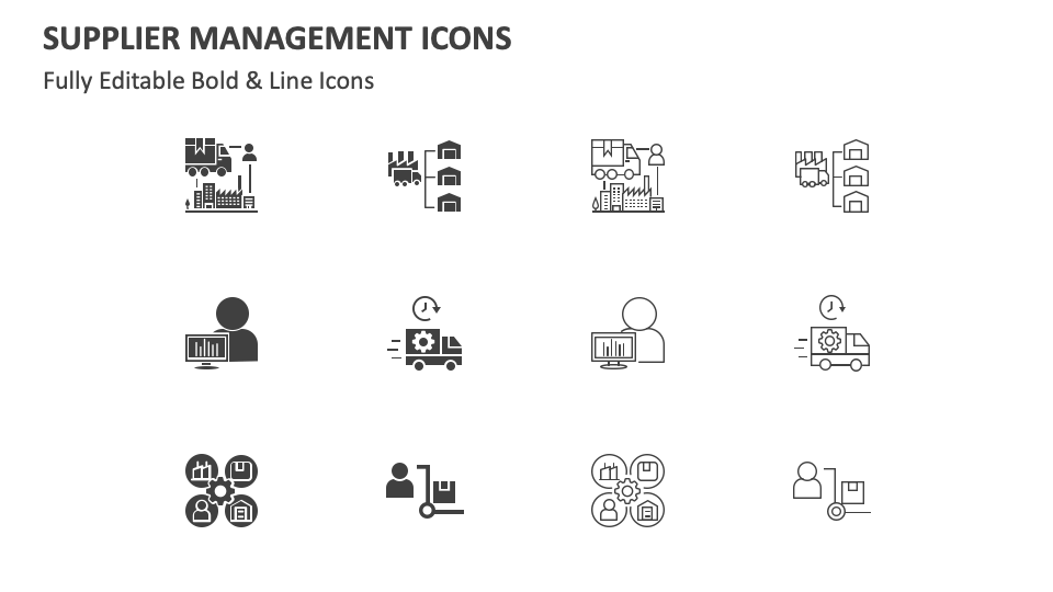 Supplier Management Icons for Google Slides and PowerPoint