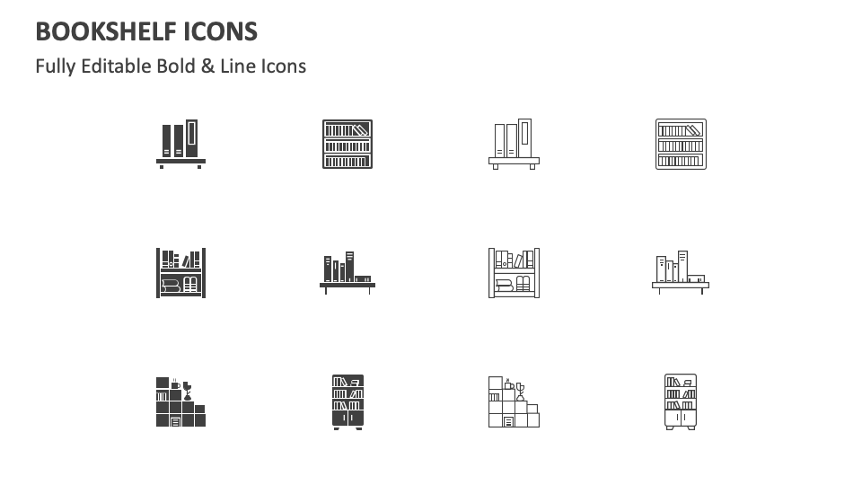 Bookshelf Icons for Google Slides and PowerPoint