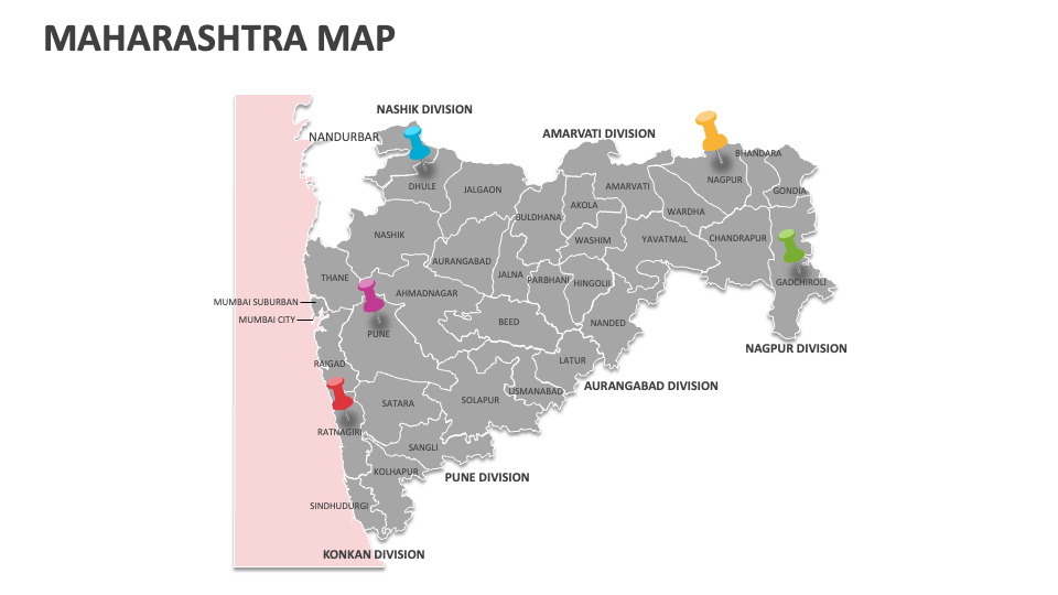 Maharashtra Map for Google Slides and PowerPoint - PPT Slides