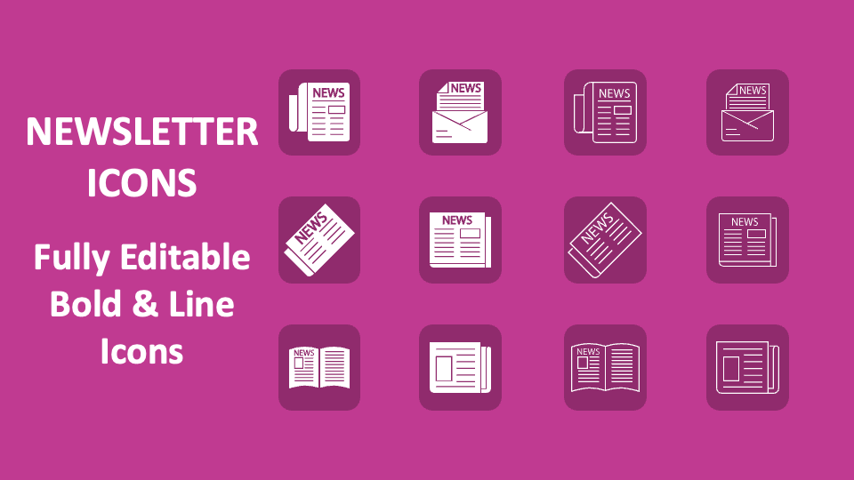 Newsletter Icons for Google Slides and PowerPoint