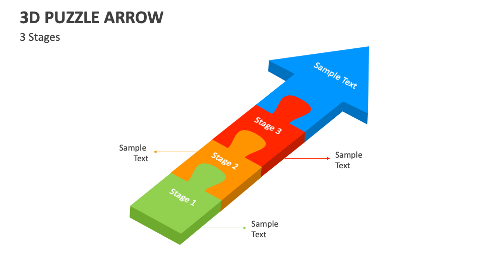 3D Puzzle Arrow Template for PowerPoint and Google Slides - PPT Slides