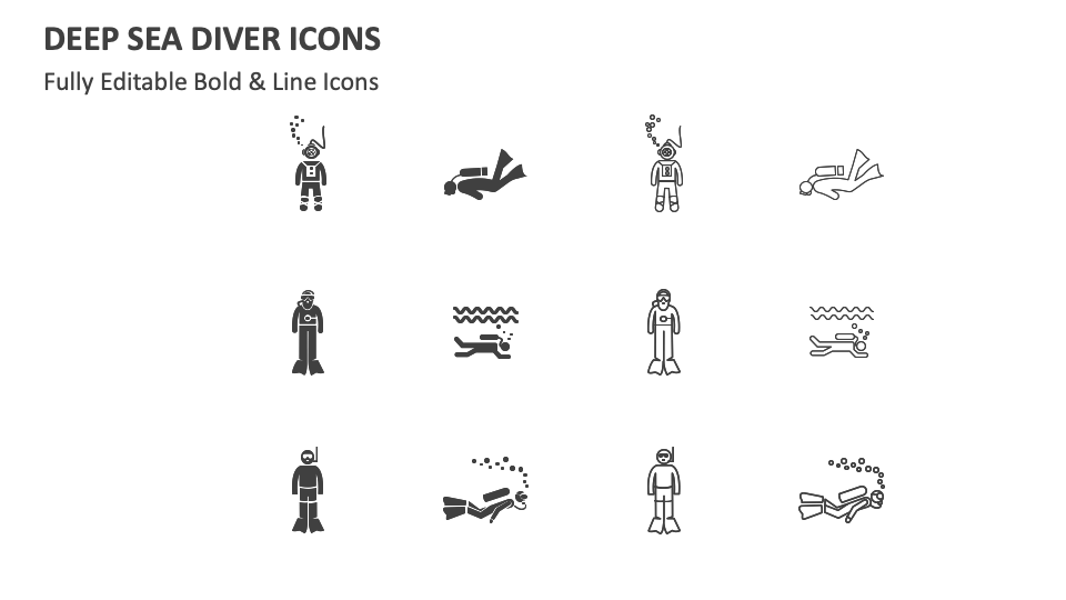 Deep Sea Diver Icons for Google Slides and PowerPoint