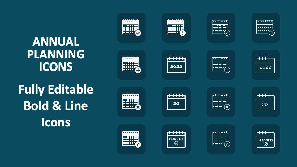 Annual Planning Icons for Google Slides and PowerPoint
