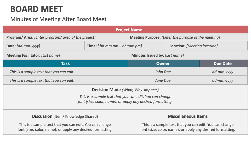 Board Meet PowerPoint and Google Slides Template - PPT Slides