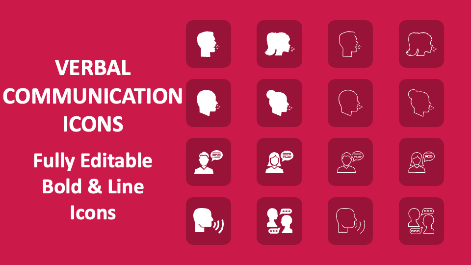 Verbal Communication Icons for Google Slides and PowerPoint
