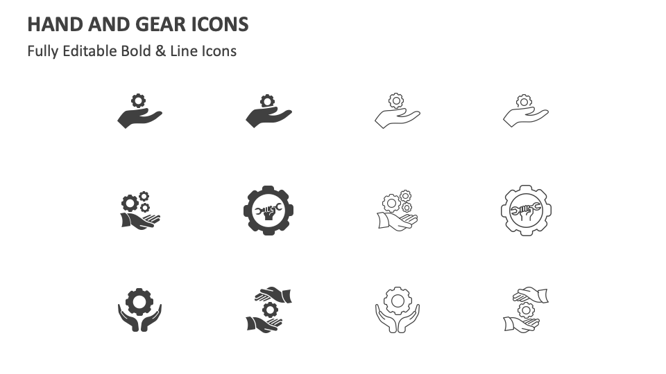 Hand and Gear Icons for Google Slides and PowerPoint