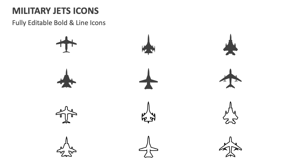 Military Jets Icons for PowerPoint and Google Slides - PPT Slides