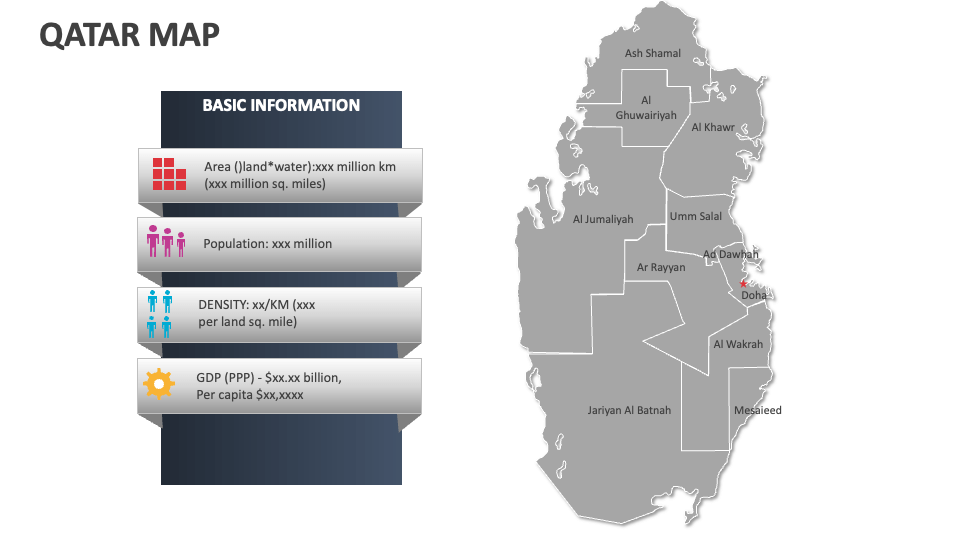 Qatar Map for Google Slides and PowerPoint - PPT Slides