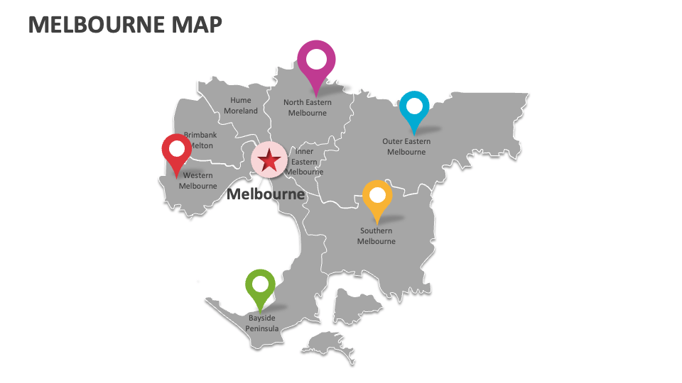 Melbourne Map for Google Slides and PowerPoint - PPT Slides