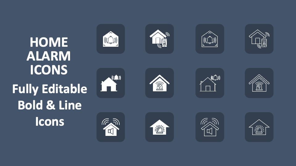 Home Alarm Icons for Google Slides and PowerPoint