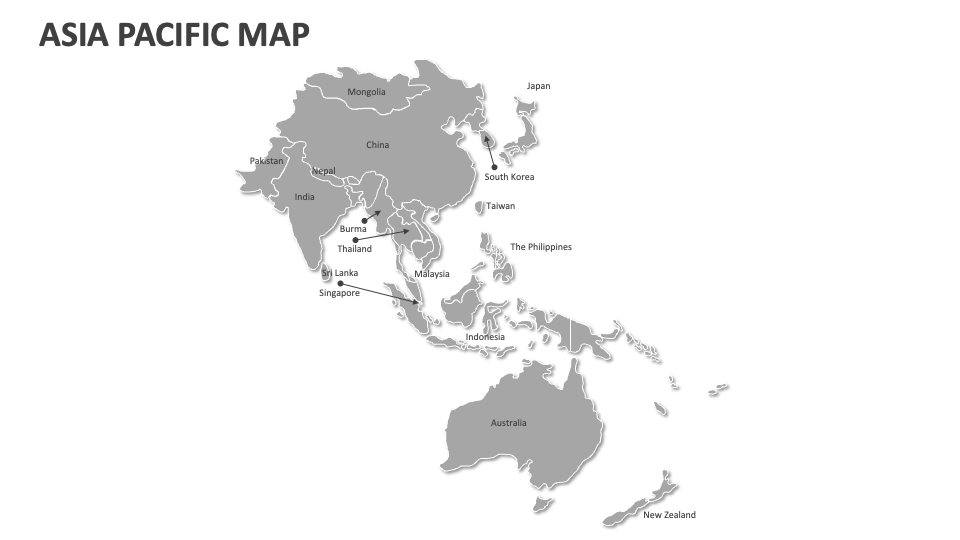Asia Pacific map for Google Slides and PowerPoint - PPT Slides
