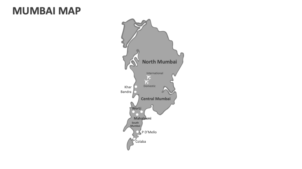 Bombay Map Outline Outline Blue Map Mumbai Stock Vector (Royalty Free)