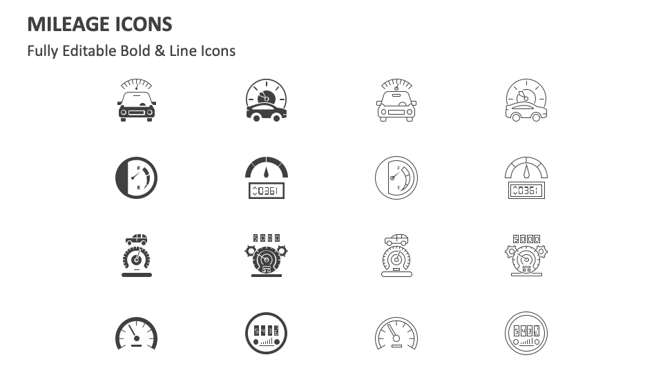 Mileage Icons for Google Slides and PowerPoint