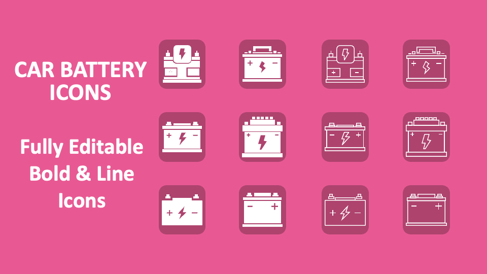 Car Battery Icons for Google Slides and PowerPoint
